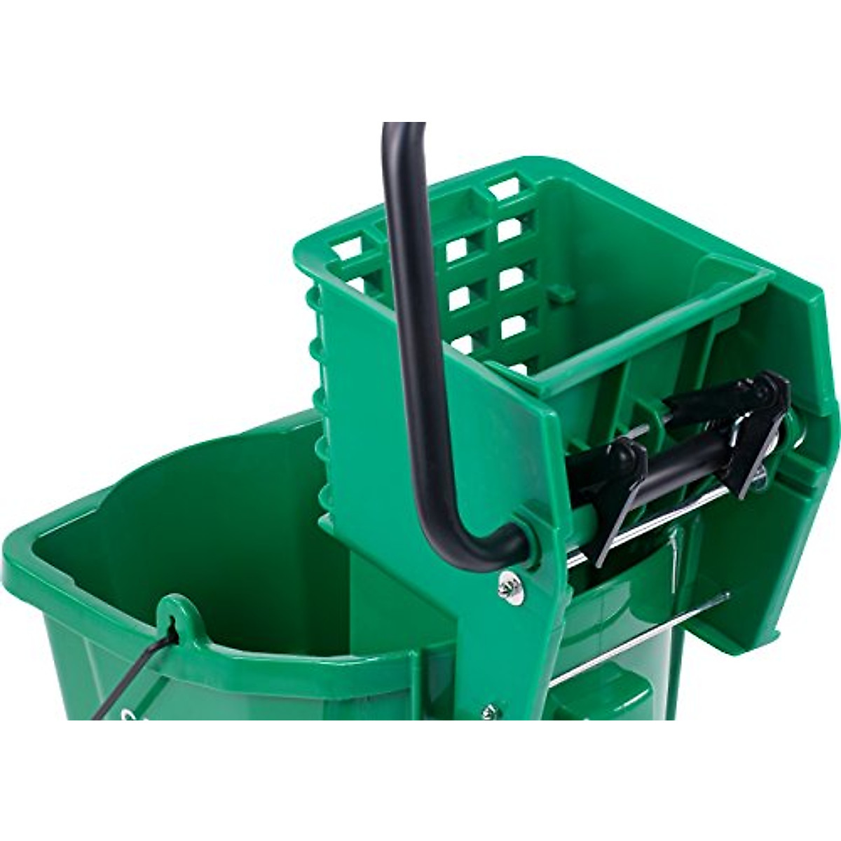 Carlisle FoodService Products Mop Bucket with Side-Press Wringer for Floor Cleaning, Restaurants, Offices, And Janitorial Use, Polyproylene, 26 Quarts, Green