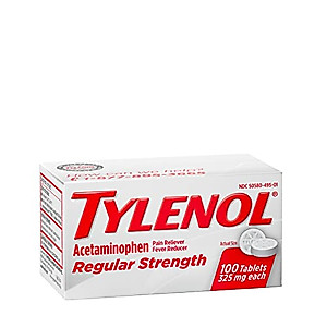 Tylenol Regular Strength Tablets, Acetaminophen Pain Reliever & Fever Reducer, 100 ct
