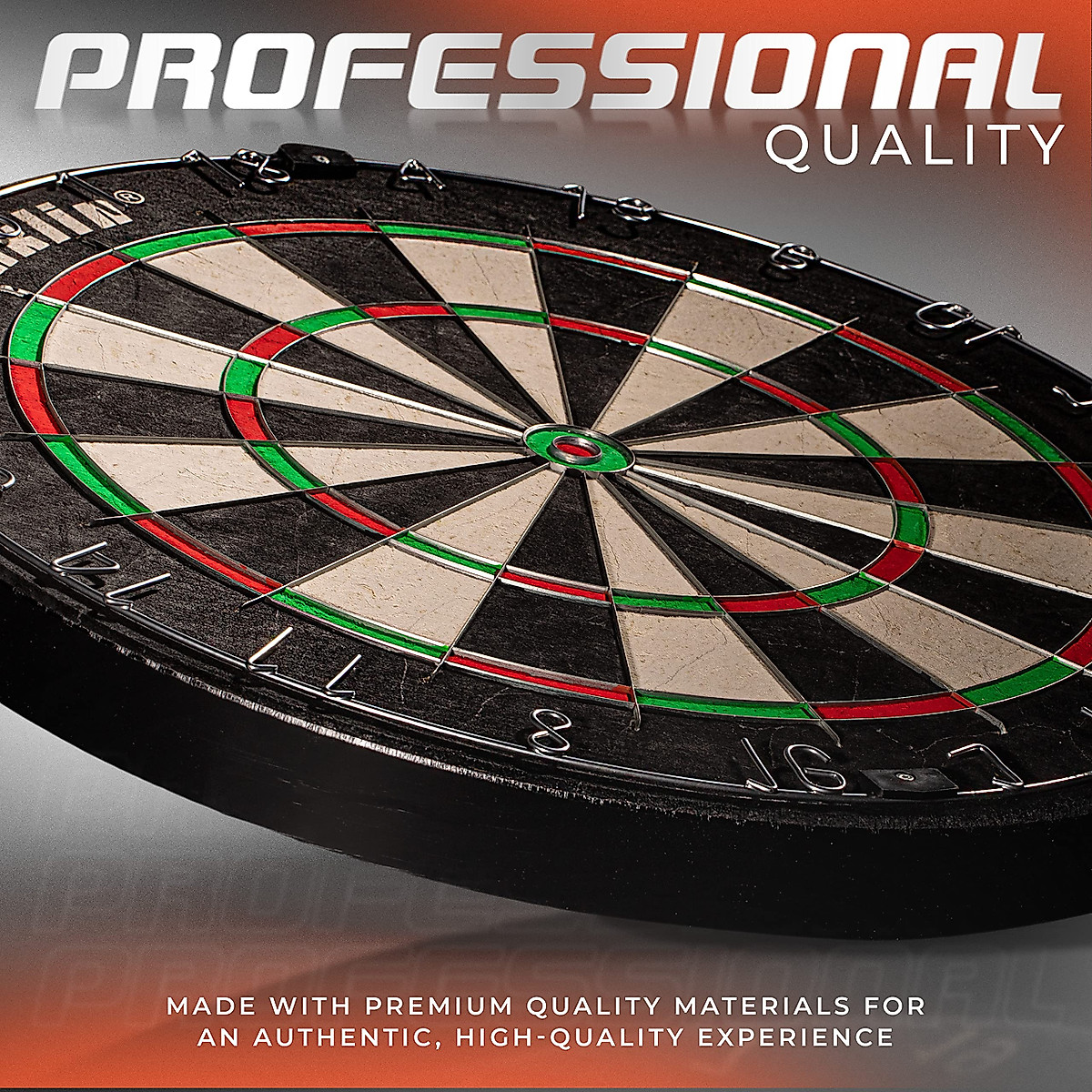 Franklin Sports Official Dartboard - Professional Regulation Size 18 inch Bristle Self Healing Dartboard - Metal Number Ring - Steel Tip Darts Dartboard,Black