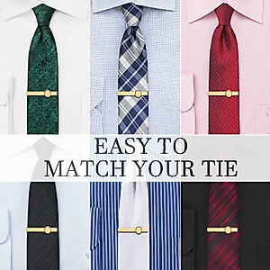 2 inch Tie Clips for Men A-Z Tie Bar Clips for skiny Necktie and Regular Necktie Personalized Tie Clips for Wedding Meeting Business Occasion -