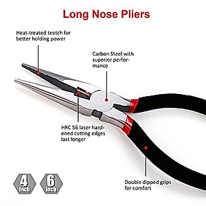 FASTPRO 7-piece Utility Pliers Set, Includes Slip Joint Pliers, Long Nose Pliers, Diagonal Pliers, Groove Joint Pliers, Linesman Pliers and Mini Long Nose Pliers, Dipped Handle