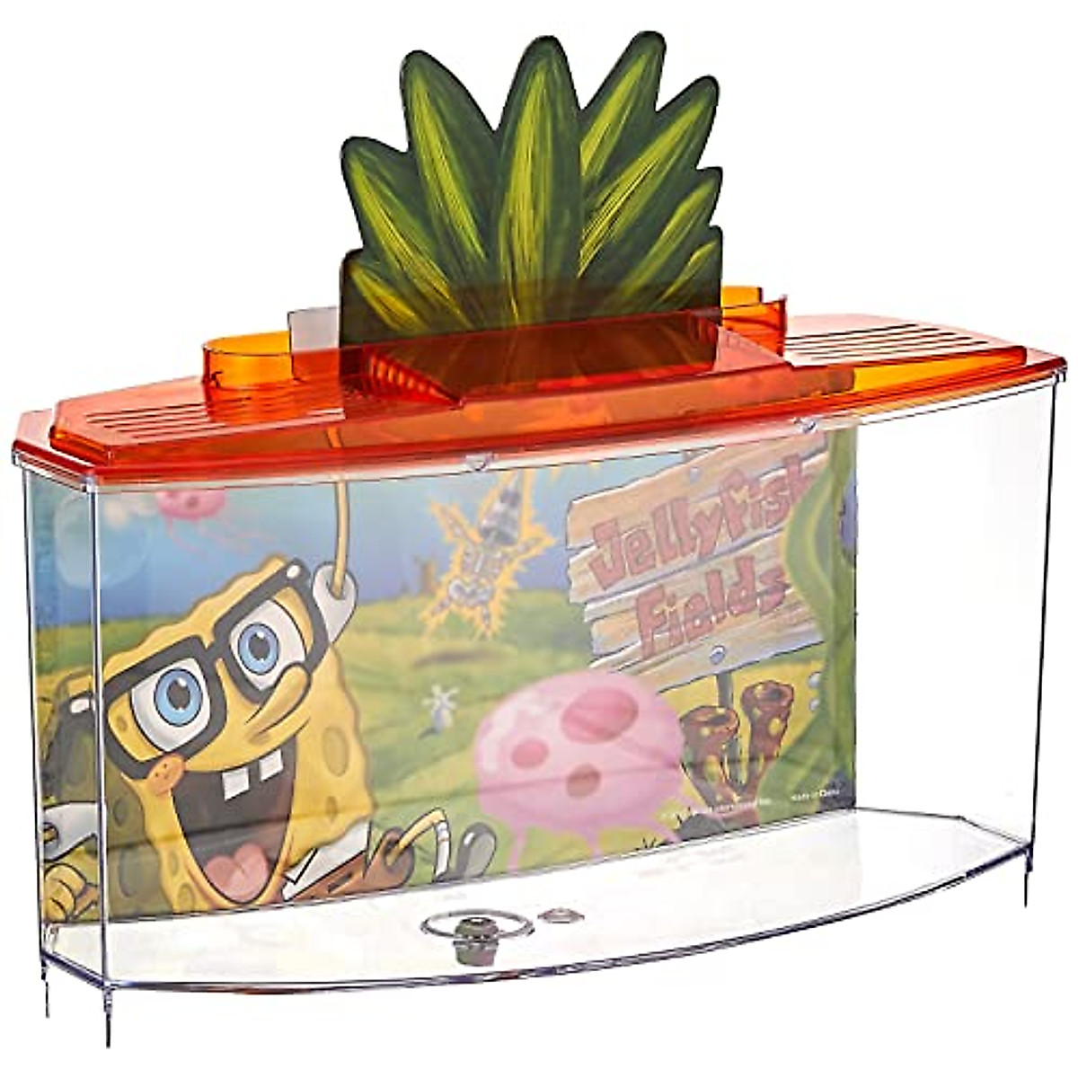 PENN-PLAX Spongebob Squarepants Officially Licensed Betta and Goldfish Bow Tank – Orange – 0.7 Gallon