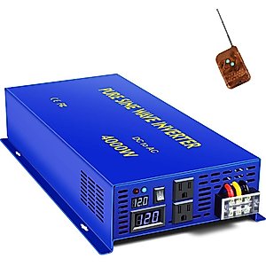 XYZ INVT 4000W Pure Sine Wave Inverter - 12V DC to 110V 120V AC Surge 8000 Watt Power Inverter Converter Generator w/ 100ft Wireless Remote Control for Solar System, Off Grid, RV.(4000W/12V)
