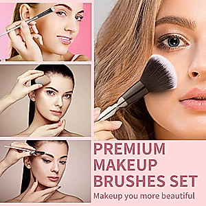 BEAUTYFACTOR 5pcs Makeup Brushes and Sponge Set for Flawless Application of Liquid, Cream, and Powder Products with Gift Box (Black)