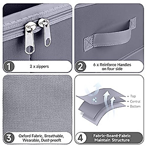 NesTidy 2 Pack Under Bed Storage, 32x17x6 Inch Fabric Under Bed Storage Containers with Side Wall and Hard Bottom, Under The Bed Storage with Handles and Lid for Clothes, Toys, Blanket storage (Gery)