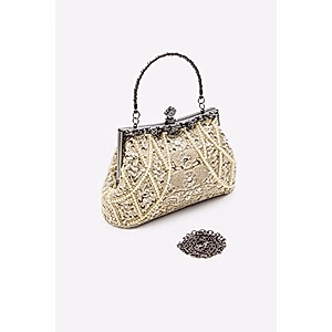BABEYOND Evening Clutch Purses for Women - 1920s Accessories for Women Gatsby Evening Bag Vintage Beaded Sequin Pearl Clutch