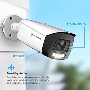Amcrest 4K AI Bullet IP PoE Camera, 4K@30fps, 164ft Night Color Vision, Security IP Camera Outdoor, Face Detection, Human & Vehicle Detection, Built-in Siren Alarm, Built in Mic IP8M-TB2886EW-AI