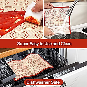 Silicone Baking Mat Set of 6, Easy Clean & Non-Stick Food Grade Reusable Baking Mat, Silicon Baking Mats Oven Liner Sheet, Round & Square Cake Mat, Pastry Board Rolling Dough Mats for Macaron Cookie