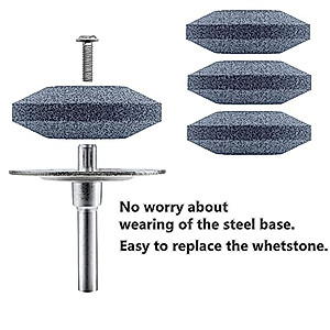 EtekStorm Lawn Mower Blade Sharpener Steel Backing Design Universal Multi-Sharp Rotary Lawnmower Sharpen Kit for Power Drill Hand Drill , Blade Balancer and Cut Resistant Gloves (8 Pack)