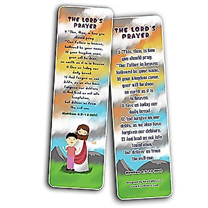 The Lord's Prayer Bible Bookmarks for Kids (12-Pack) - VBS Sunday School Easter Baptism Thanksgiving Christmas Rewards Encouragement Gift