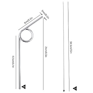 Loop Design Reusable Stainless Steel Straws, Tomorotec Home Metal Straw Sets with Cleaning Brushes for Tumblers Beverage Drinks Cocktail (Silver)