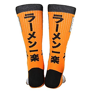 Bioworld Naruto Shippuden Naruto Uzumaki Hidden Leaf Village Logo Athletic Crew Socks