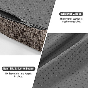 baibu Set of 2 Metal Chair Cushions with Ties, 14In Non-Slip Metal Dining Chair Pads Kitchen Seat Cushion with Machine Washable Cover, 14x14x1.5in, Brown