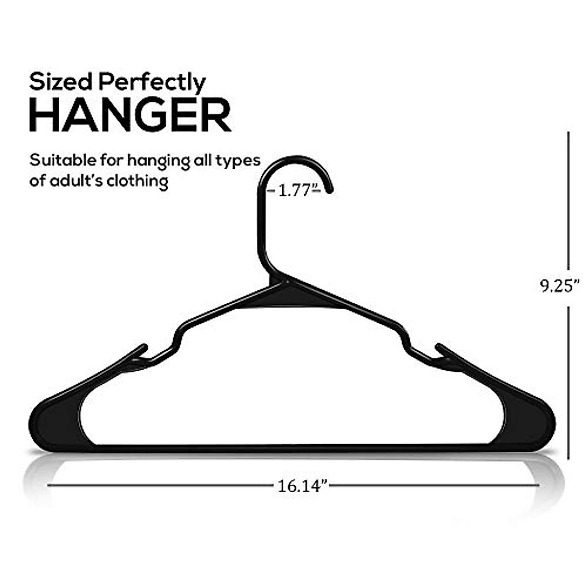Utopia Home Clothes Hangers 50 Pack - Plastic Hangers Space Saving - Durable Coat Hanger with Shoulder Grooves (Black)
