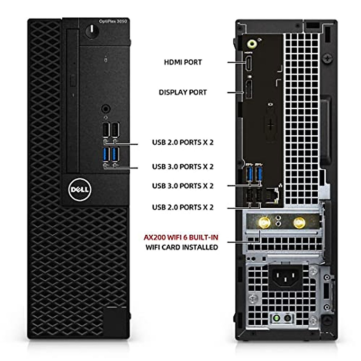 Dell OptiPlex 3050 Desktop Computers PC, 32GB Ram DDR4 New 512GB M.2 NVMe SSD, Intel AX200 Built-in WiFi 6,Bluetooth 5.2, i5-6500 3.2GHz, Refurbished Desktop,HDMI,Windows 10 Pro (Renewed)