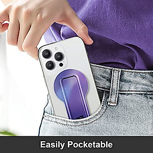 Kingxbar MagSafe Compatible Phone Stand, Magnetic Phone Grip, Handy Phone Strap Holder for iPhone 14, iPhone 13, iPhone 12 Series, Compatible with MagSafe Phone Case (Floral Pink)