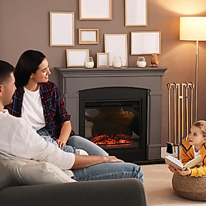 2WAYZ Fireplace Tools Set - 5 pcs Classic No-Knob Handles - Modern Fire Place Tools and Fire Pit Accessories - Powder Coated Poker, Shovel, Tongs, Brush - Easy-to-Assemble Black Iron Fireplace Tools