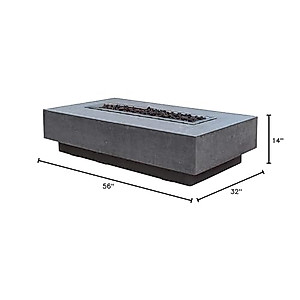 Hampton Concrete Fire Pit 56" x 32" Outdoor Patio Firepit Includes Lava Rocks Modern Fire Pits & Outdoor Fireplaces for Garden, Deck, Indoor & Outdoor Heating