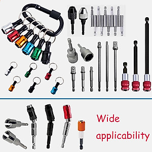1/4 Inch Hex Shank Aluminum Alloy Screwdriver Bit Holder,Hexagonal Screwdriver Bit Holders,Quick-Change Extension,Keychain Extension,Release Quickly Tool Kit,Suitable for hexagonal handle tools (6)