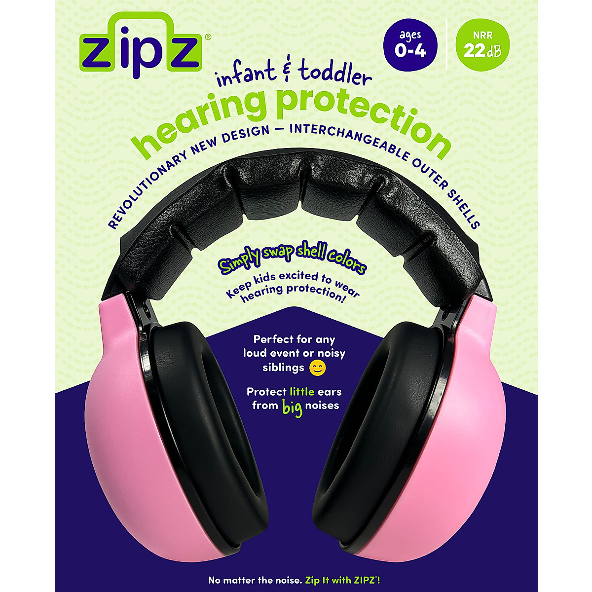 ZIPZ Baby & Toddler Earmuffs – Innovative Design – Change Colors with Magnetic Shells – Hearing Protection Headphones 0-4 yrs