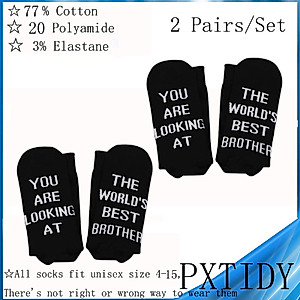 PXTIDY 2 Pairs Funny Brother Socks Awesome Brother Gifts World's Best Brother Crew Socks Gift for Big Brother Best Brother Ever Gift(BEST BROTHER)