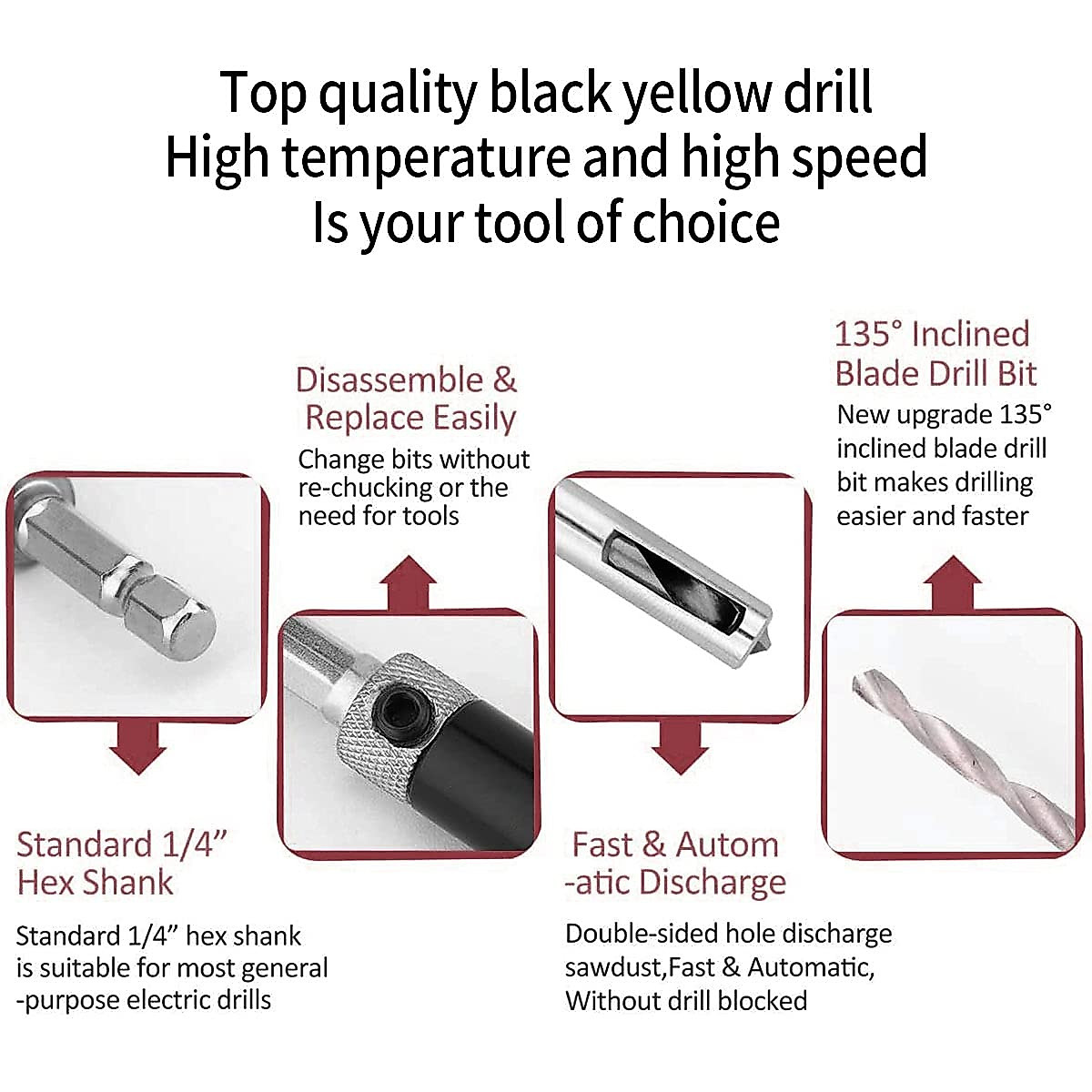 17 PCS Hinge Drill Bit Set, HSS Self Centering Drill Bits High Speed Hinge Tapper Core Drill Bit Set with Hex Key and Replacement Drill Bits for Wood Door Window Cabinet Woodworking