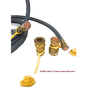 1/2" QDD LP Gas Quick Connect/Disconnect Connector & Male Insert Plug [8630 3308] Solid Brass 1/2 PSIG Pressure Input 1/2 Ins & 1/2" Male NPT x 1/2 inch Natural Gas Propane Fitting Connector