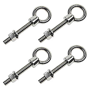 US Cargo Control Shoulder Eye Bolts - Stainless Steel Type 316-1/4" x 3-1/8"L - 4 Pack