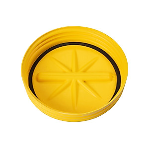 Eagle 30 Gallon Plastic Drum with Lid, Screw-On Lid, 28.3"x22.5", Lab Pack Drum Made of Durable, Lightweight HDPE, Withstands Weather and Chemicals, Made in USA, Yellow, 1600SL