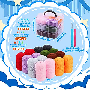 Mayboos Crochet Yarn kit, Yarn for Crocheting, 8 Color 0.88 Oz (25g) Soft Milk Cotton Yarn Skeins Solid Color Knitting Yarn Crocheting with 2 Crochet Hooks Crochet Kit for Beginners Crochet