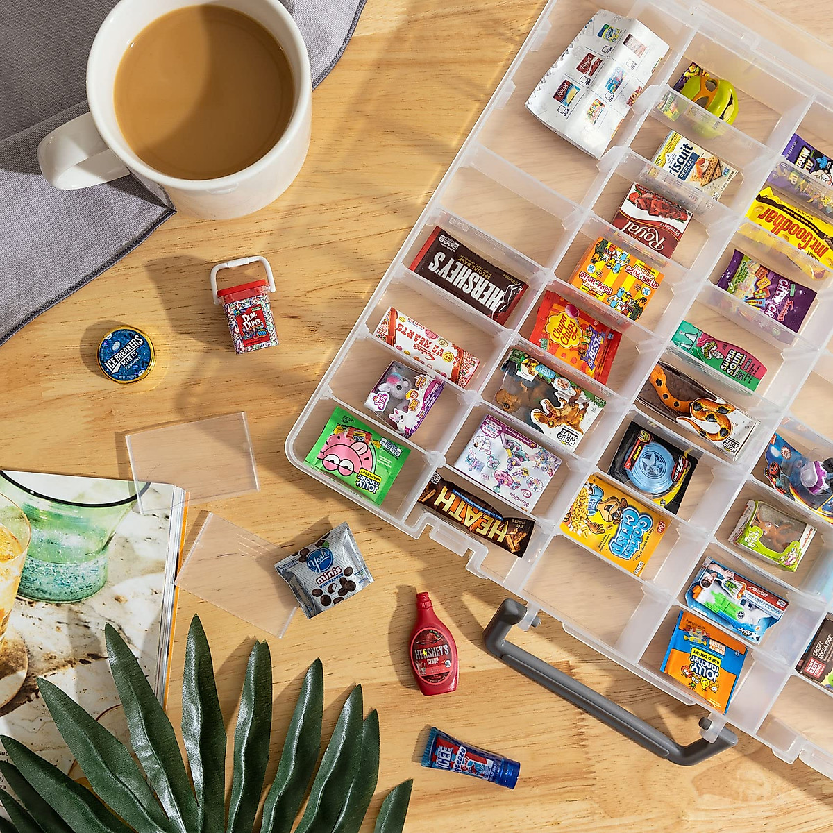 MYMOON HOME Plastic Toy Storage Case Compatible with Mini Brands Collector Toys, Shopkins, Real Littles, and LOL Surprise Series 1, 2, 3, 4, Collectible Compartments for Miniatures, Travel Friendly