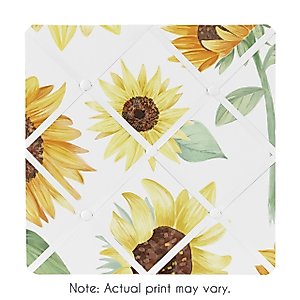 Sweet Jojo Designs Yellow, Green and White Sunflower Boho Floral Fabric Memory Memo Photo Bulletin Board - Farmhouse Watercolor Flower