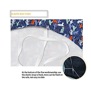 UNICEU Ocean Tropical Fish Dolphin Print Cover for Sofa 1 2 3 4 Seats Stretch Sofa Slipcover Couch Covers Living Room Blue