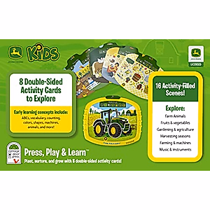 John Deere Kids Early Learning Activity Tablet - Read, Play, Press & Learn Electronic Activity Pad Reader With Removable Cards for Toddlers, ... & Answer Activity Desk (Press, Play & Learn)