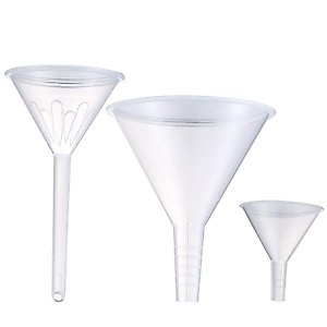 Young4us Plastic Funnel Set, 3 Pcs Lab PP Funnels, 100mm x 2, 75mm x 2, 50mm x 2 (Pack of 3)