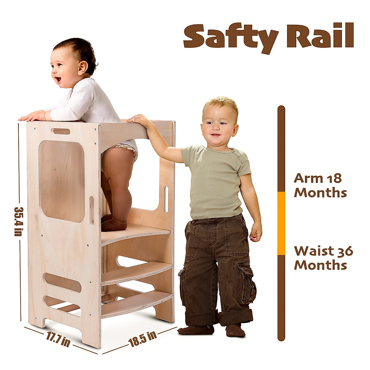 Kitchen Step Stool for Toddler with Kids,Wooden Montessori Learning Stool,with Drawing Board and Educational Number Stickers & Slide,Help Children Stand Tower and Improving Enlightenment Education