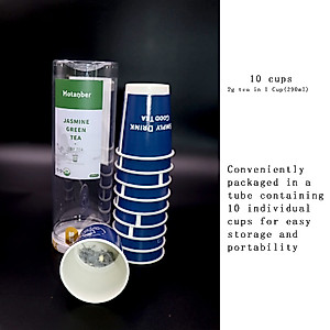 Motanber Jasmine Cup Tea - Paper Cup Instant Tea, Jasmine Green Tea Flavor, Camping cup tea,portable tea,food grade paper cup with tea,1 cup with 2g tea(10 Cups) (Jasmine)