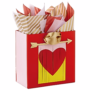 Hallmark Signature 7" Medium Valentine's Day Gift Bag with Tissue Paper (Heart Banner)