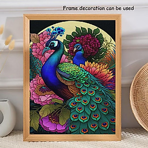 Solitar 5D Custom Diamond Painting, DIY Personalized Diamond Art Photo Rich and Noble Peacock 1, Diamond Painting Pictures Kits, Paint by Numbers for Adults(12x16inch)