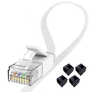 Jaremite Cat6 Ethernet Cable 6FT 2Pack White, Internet LAN Network Cable with Dust Cover, RJ45 High Speed Flat Patch Cords for PS4, Router, Modem, Gaming, Xbox One