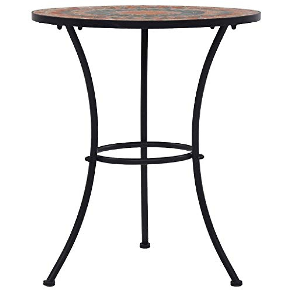 WEHUOSIF Mosaic Bistro Table,Pool Side Table,Plant Stand,Drink Table,Bar Table,Coffee Table,Lawn Table,Entrance Tables,for Garden, Patio, Lawn, Home, Indoor, Outdoor,Orange/Gray 23.6" Ceramic