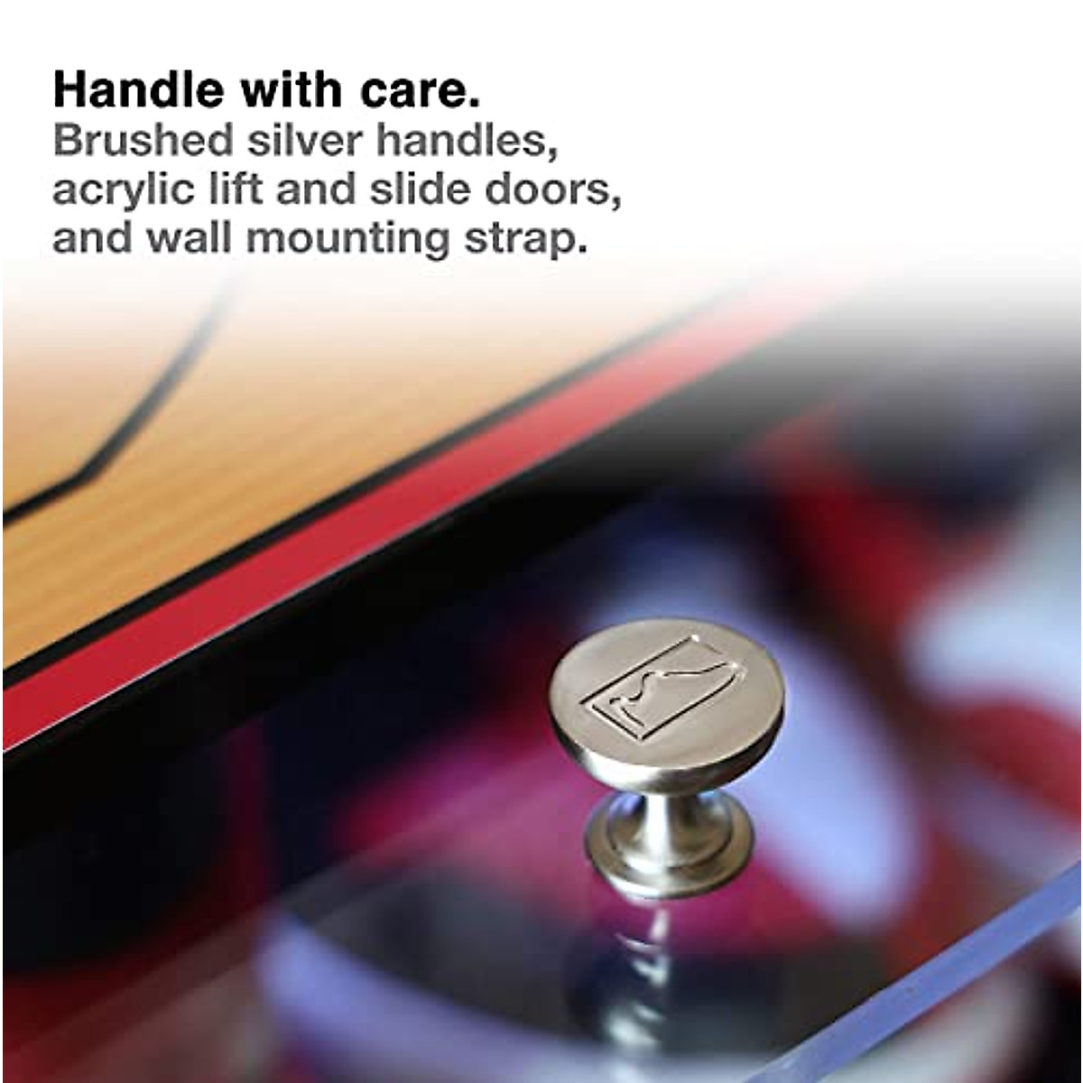 Sneaker Throne Shoe Rack with Lights for Up To 6 Pairs of Shoes, Black - Sleek Wood Shoe Shelf with Sliding Doors For Bedrooms, Outdoors, Garages - Premium Shoe Organizers and Storage for Closets