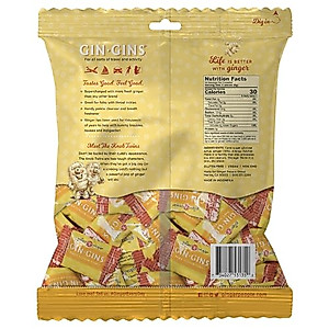 GIN GINS Double Strength Ginger Hard Candy by The Ginger People – Anti-Nausea and Digestion Aid, Individually Wrapped Healthy Candy - Double Strength Ginger Flavor, Large 1 lb Bag (16oz) - Pack of 1