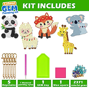 Labeol Arts and Crafts for Kids Ages 8-12 - Creat Your Own GEM Keychains-5D Diamond Art by Numbers GEM Art Kits for Kids Girls Toddler Crafts Age 6-7 6-8 10-12 (Animal)