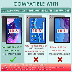 DETUOSI Hybrid Rotating Case for Lenovo Tab M10 Plus 10.6" 3rd Generation 2022 (TB-125FU/ TB-128F) with Shoulder Strap, 360 Degree Swivel Kickstand Heavy Duty Bumper Protective Shockproof Kids Cover