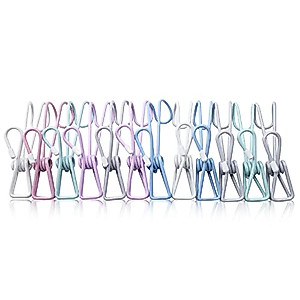 12PCS Clothes pins with Hook,Long Tail Hanging Clips Mini Clothespins for Photos Food Packages Kitchen Bathroom Offices (11)