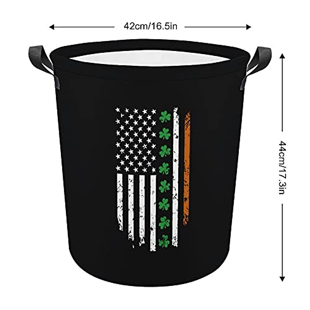 Irish American USA Flag Shamrock for St. Patrick's Day Oxford Cloth Laundry Basket with Handles Storage Basket for Toy Organizer Kids Room Nursery Hamper Bathroom