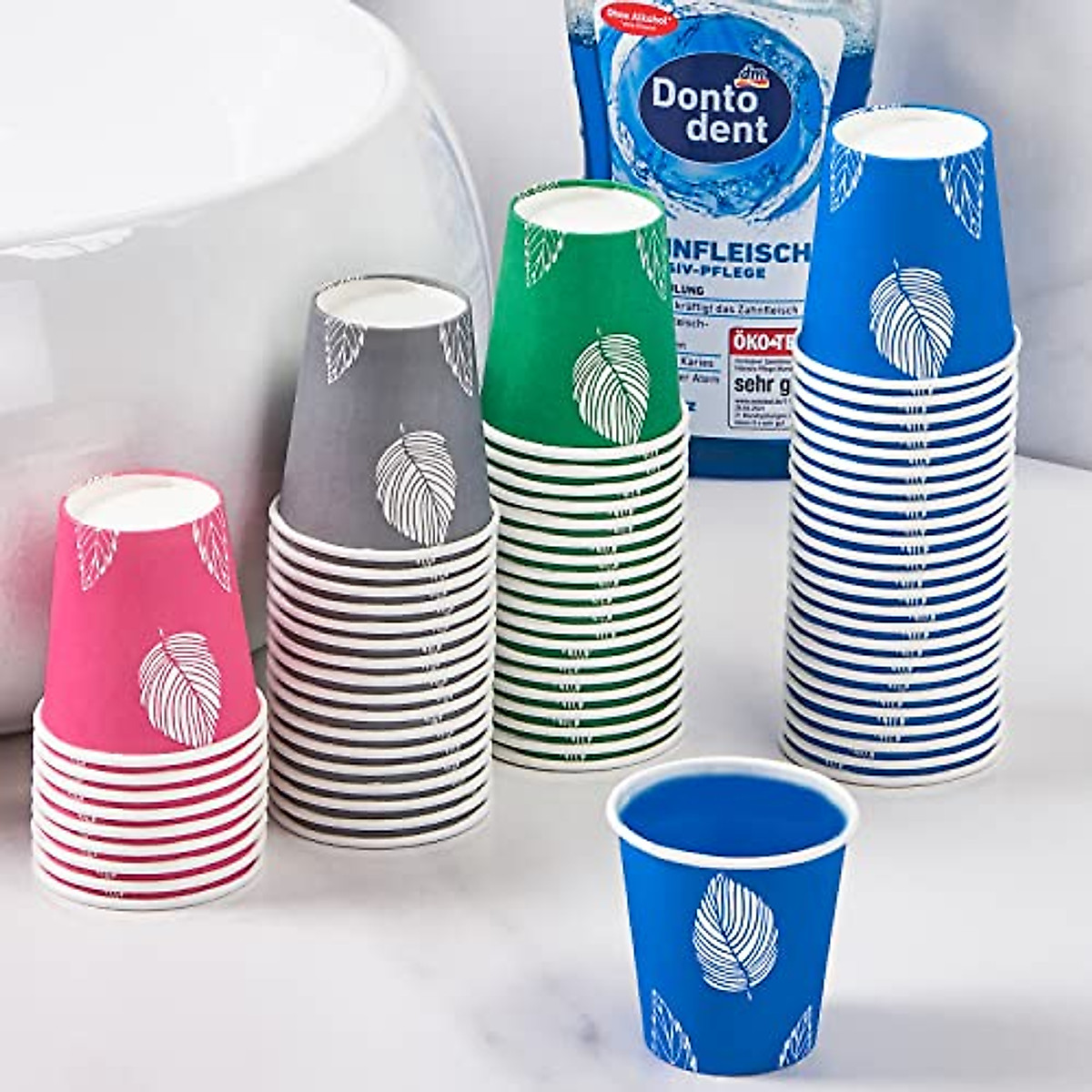 KGKTU 600 Pack 3oz Disposable Paper Cups, Small Disposable Cups, Colorful Small Mouthwash Cups, Mini Paper Cups for Parties, Picnics, Barbecues, Travel and Events