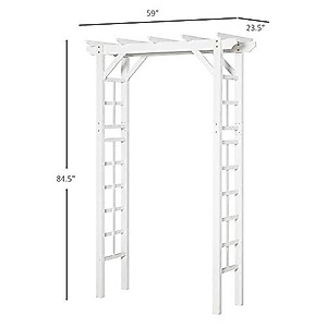 Outsunny 85" Wooden Garden Arbor for Wedding and Ceremony, Outdoor Garden Arch Trellis for Climbing Vines, Fir Wood, White