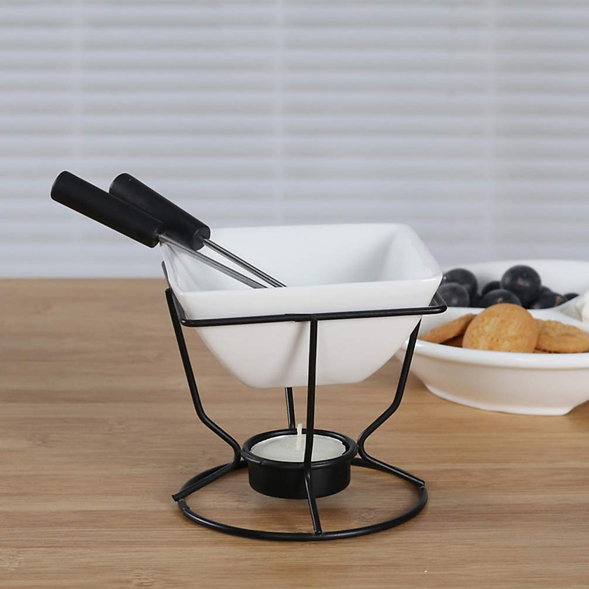 YARNOW 1 Set of Ceramic Butter Warmer Fondue Pot with Tealight Candle Chocolate Melt Pot Butter Cheese Melt Hot Pot for Cheese Chocolate